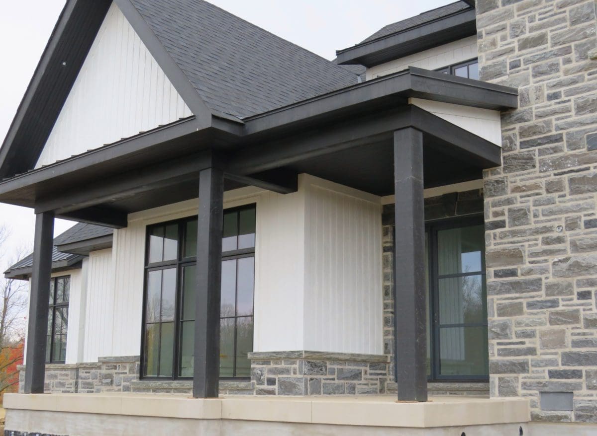 Pembroke Granite Thin Veneer Exterior with Light Mortar Flush Joint ...