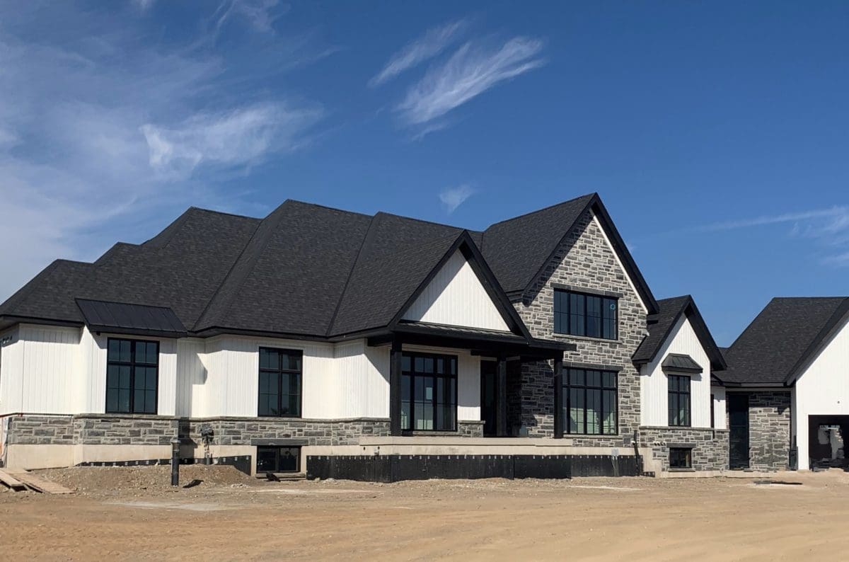Pembroke Granite Thin Veneer Exterior with Light Mortar Flush Joint ...